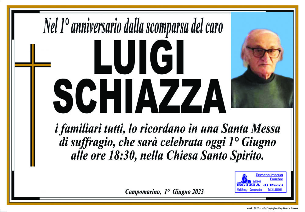 LUIGI SCHIAZZA (Anniversario) – Egizia di Marco Pecci